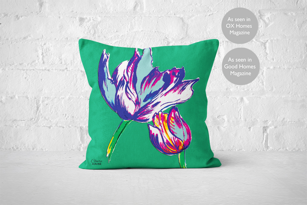 Flora Lyons Blue Outdoor Cushion - Claire Louise