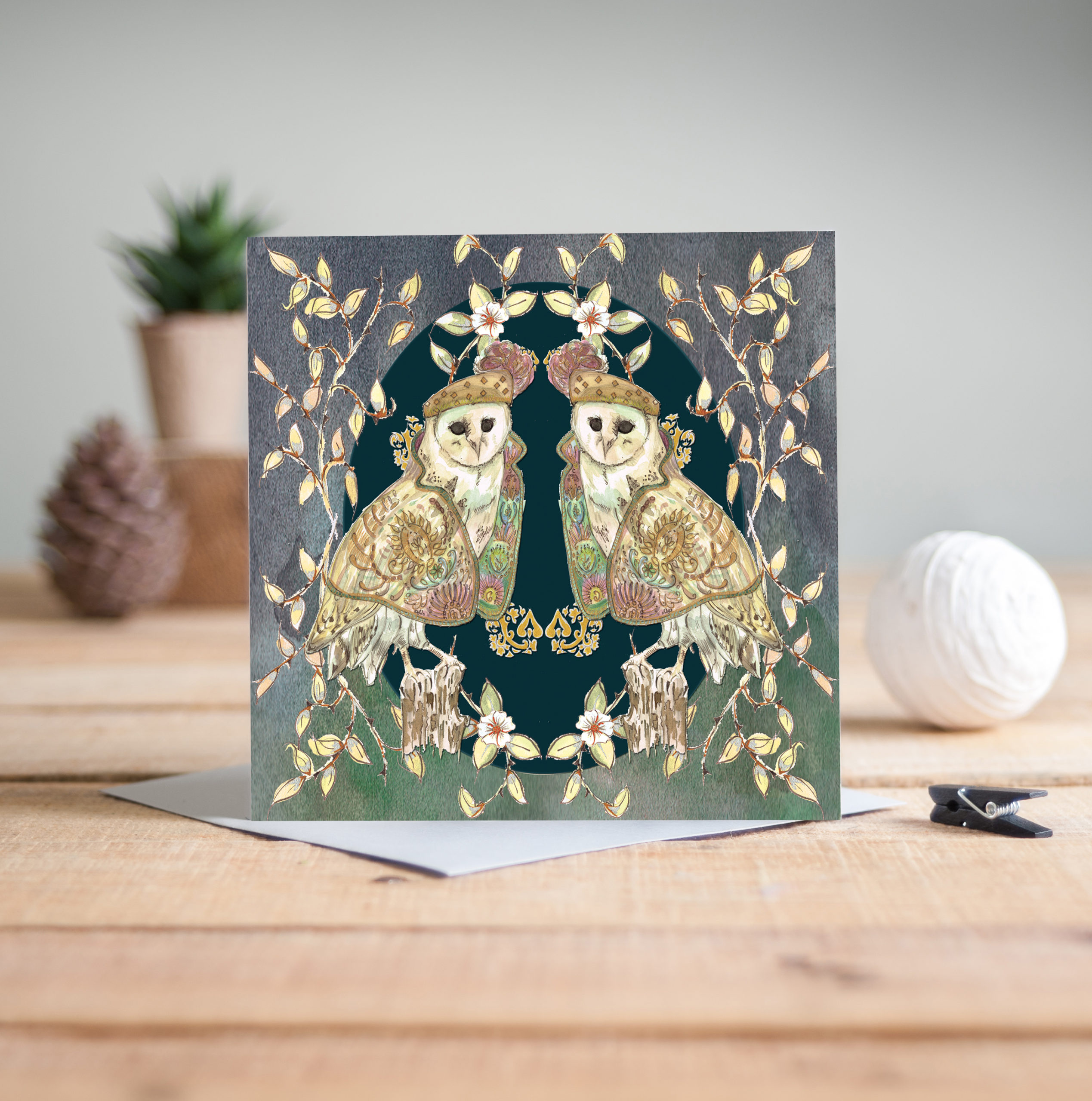 The Owls Greeting Card - Claire Louise